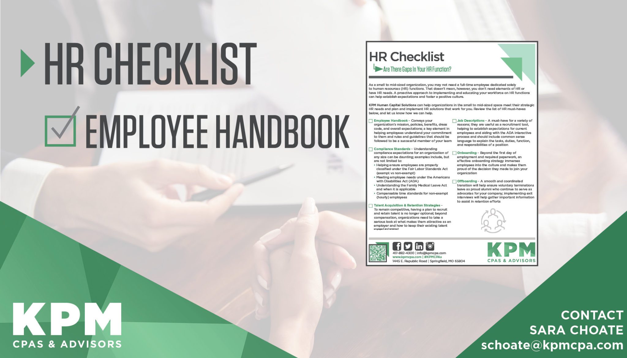 HR Checklist: Need Help With Your Employee Handbook? | KPM